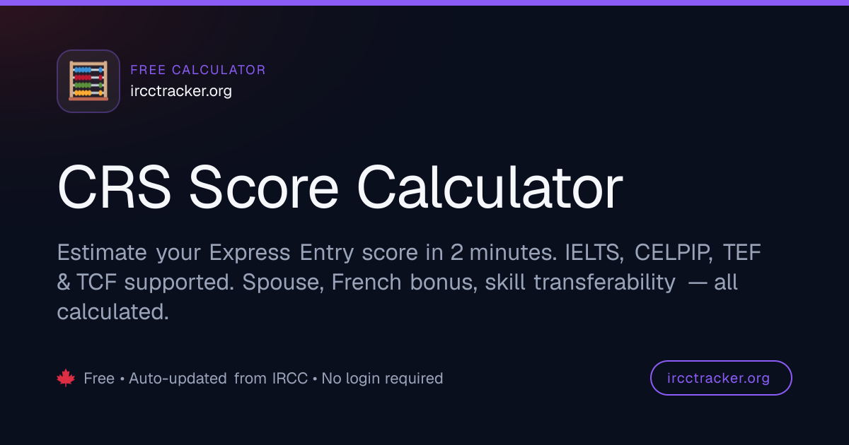 CRS Score Calculator 2025 | Canada Express Entry | IRCC Tracker